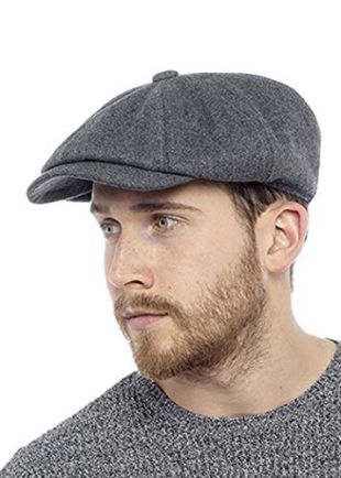 undercover lingerie - Mens Wool Blend Baker Boy Flat Cap GL616 Charcoal M/L