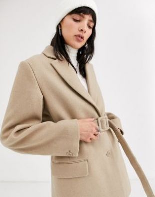 Weekday - Beige Belted Wool Blazer