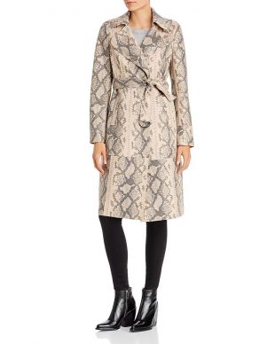 Sunset & Spring - Snake Print Faux-Leather Trench Coat