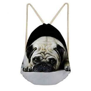 buybai - Funny Pug Dog 3D Print Gym Sack Bag Drawstring Backpack Sport ...