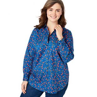 Woman Within - Blue Floral Shirt