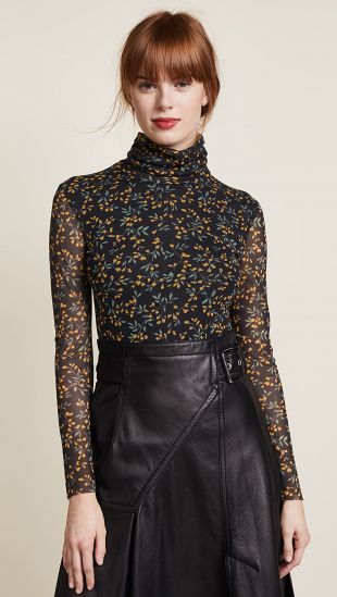 ganni - Floral Mesh Top