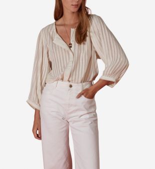 Sessùn - Blouse Spring Song ample rayures velours et métallisées ...