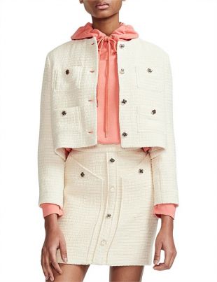 Maje - White Cropped Jacket
