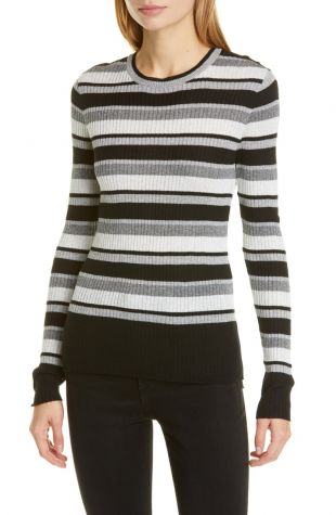 Frame - Ribbed Metallic Stripe Top
