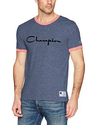 Champion - Champion Men's Heritage Ringer Tee, Imperial Indigo Heather ...