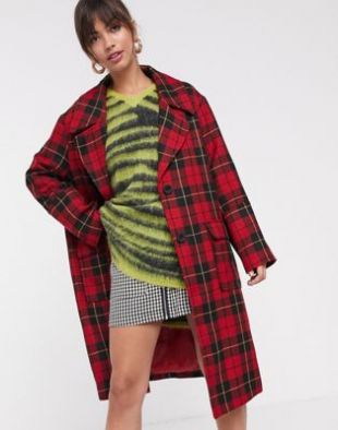ASOS DESIGN - red check coat