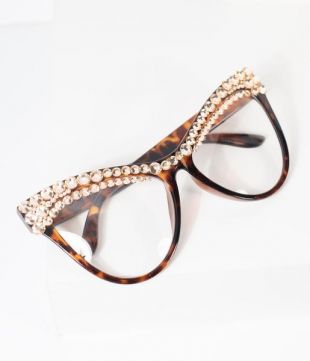 Unique Vintage - Tortoise Shell Rhinestone Cat Eye Glasses