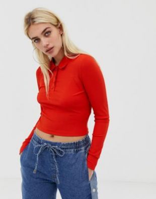 Asos - Cropped Polo Red