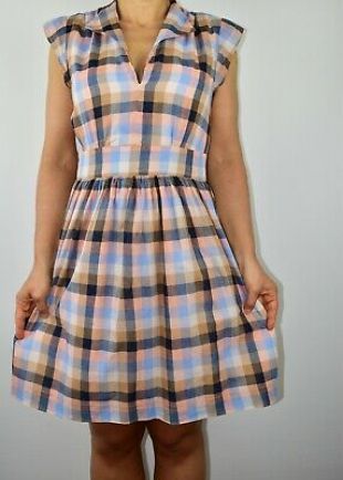 French Connection - French Connection Cotton Check Dress Blue Orange ...