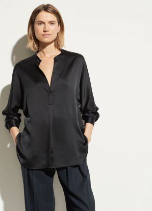 vince - Black Satin Blouse