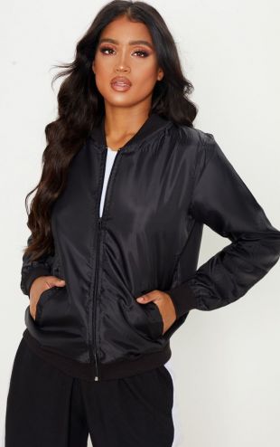PrettyLittleThing.com - Black Lightweight Bomber Jacket