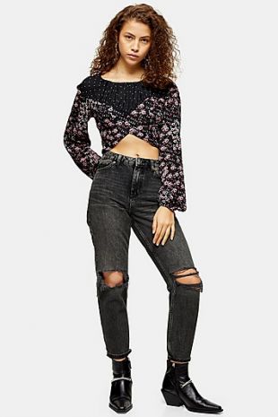 Topshop - Ripped Jeans Black