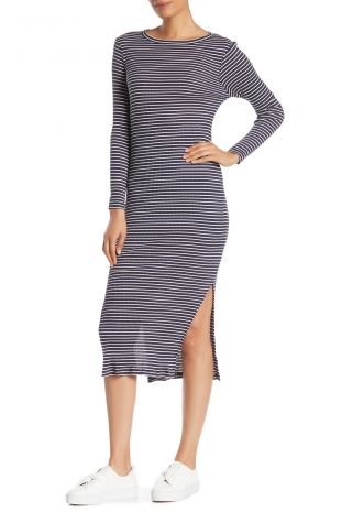 French Connection - Striped Rib Knit Midi Dress