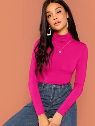 Shein - Fun­nel Neck Body­suit