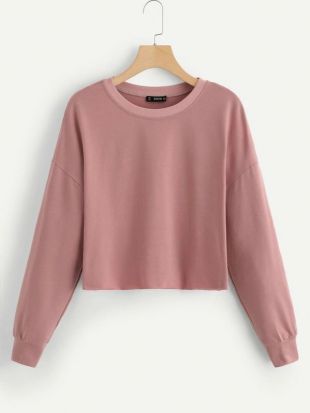 Shein - Pink Cropped Sweat­shirt