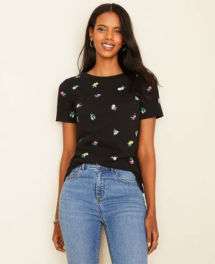 Ann Taylor - Floral Embroidered Tee