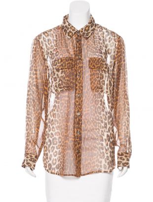 Equipment - Silk Leopard Print Top