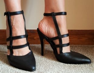 LuxuryFetishHeels - Little Shoe Box Black Matt Leather Cage Sandals 5 ...