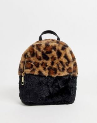 Asos - Faux Leopard Fur Mini Backpack