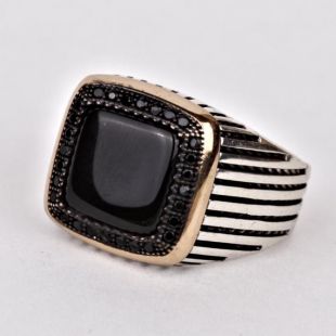 Unbranded - Onyx Sterling Silver Men Signet Ring, Fantasy Black ...
