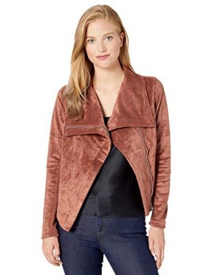 blanknyc - Women's Faux Suede Drape Front Jacket