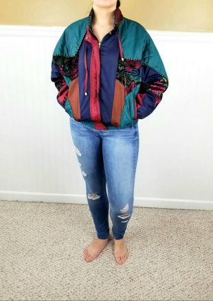 Unbranded - vintage Colorful Colorblock Jacket Oversized 90s Coat Women ...