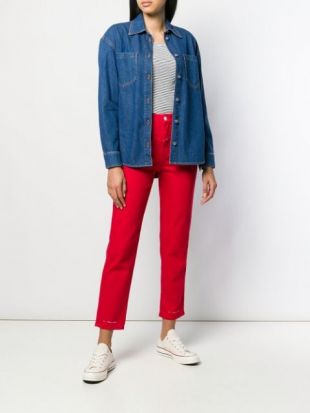 closed - Cropped Straight Leg Jeans Red