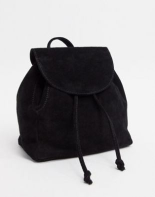 ASOS DESIGN - Petit sac à dos en daim - Noir