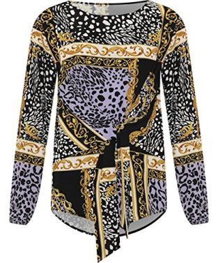 Rimi Hanger - Long Sleeve Baroque Scarf Print Top