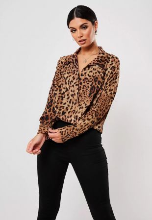 Missguided - Leopard Print Plunge Long Tunic