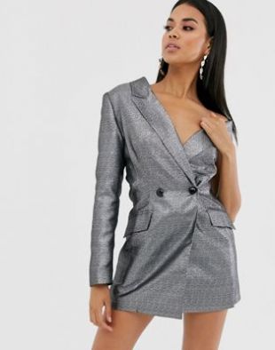 ASOS DESIGN - Metallic One Shoulder Blazer