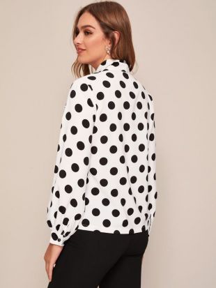 Shein - Chemise blanche motif rond noir