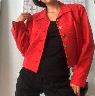 Unbranded - 80s Cropped Blazer Solid Red - Sm Med
