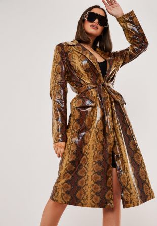 Missguided - Snake Leather Coat