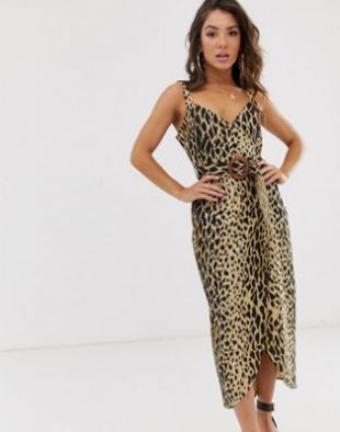 ASOS DESIGN - Wrap Maxi Leopard Print Dress