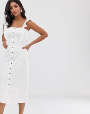 warehouse - White But­ton Dress