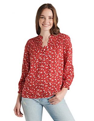 Lucky Brand - Red Flo­ral Blouse