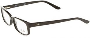 Ray-Ban - Ray-Ban RX5187 Rectangular Eyeglass Frames, Shiny Black/Demo ...