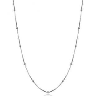 kooljewelry - Silver Bead Station Chain Necklace