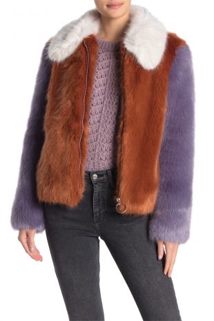 LPA - Colorblock Faux Fur Coat