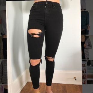 Topshop - Super Rip Jamie Black Ripped Jeans