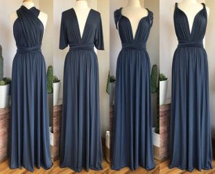 Unbranded - DUSK BLUE Bridesmaid Dress/ Custom Length / Cabriolet Robe ...