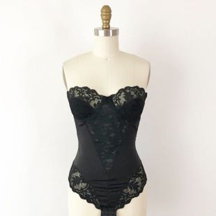 Unbranded - SIZE S 36B vintage Bustier Body Suit Noir 36B Slimming Sexy