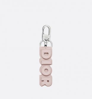 Dior - Keyring with 'Dior' Signature Pale Pink Calfskin