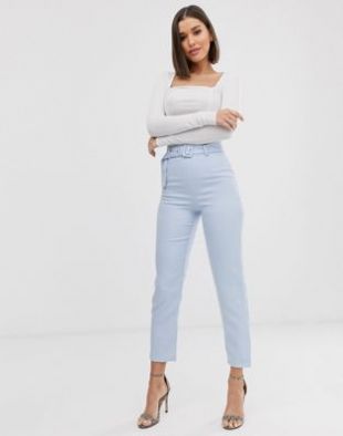 Missguided - Belted Tailored Cigarette Trousers