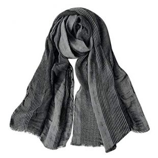 Gerinly - GERINLY Cotton-Linen Scarves Mens Stripe Crinkle Long Scarf ...