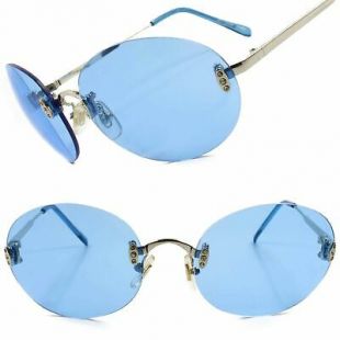 Unbranded - Classic Fashion Rhinestone Rimless Oval Sunglasses Blue ...