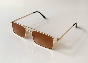 Unbranded - Vintage Gold Frame Rectangle Sunglasses - Brown Lens Retro ...