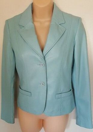 Unbranded - Leather Jacket Blazer 2 Sky Blue Pastel Coat Button Down